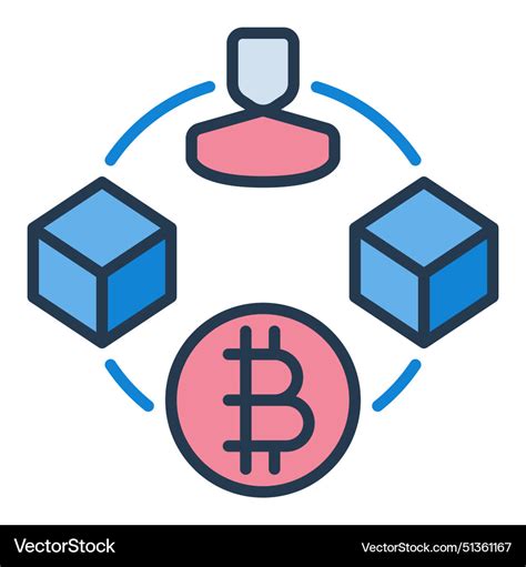 Man And Bitcoin Blocks Blockchain Technology Vector Image