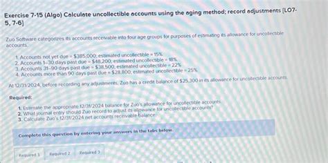Solved Exercise Algo Calculate Uncollectible Occounts Chegg