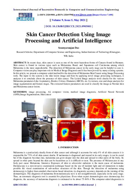 Pdf Skin Cancer Detection Using Image Processing And Artificial Intelligence