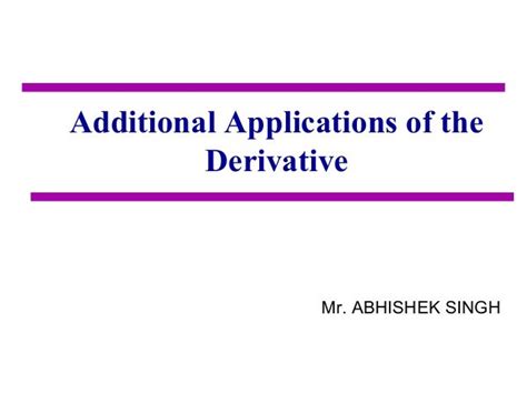 application of derivative