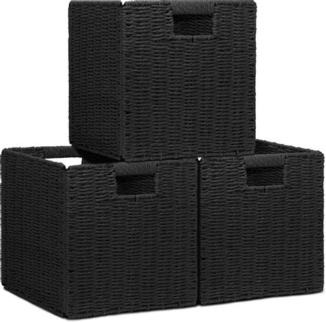 Wicker Storage Baskets For Organizing 3 Pack Rustic