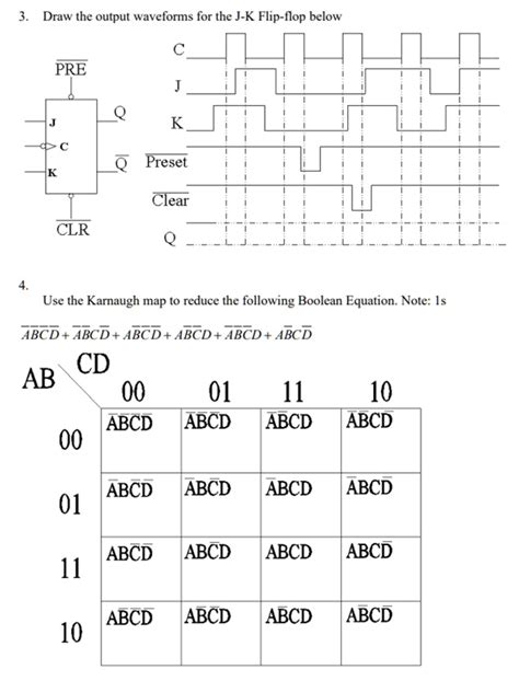 solved draw the output waveforms for the j k flip flop below pre