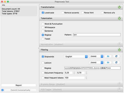 orange data mining text preprocessing