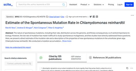 Estimate Of The Spontaneous Mutation Rate In Chlamydomonas Reinhardtii