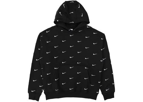 Nike All Over Swoosh Logo Hoodie Black Side Kicks
