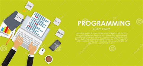 Programming Coding Concept Flat Background Vector Stock Vector