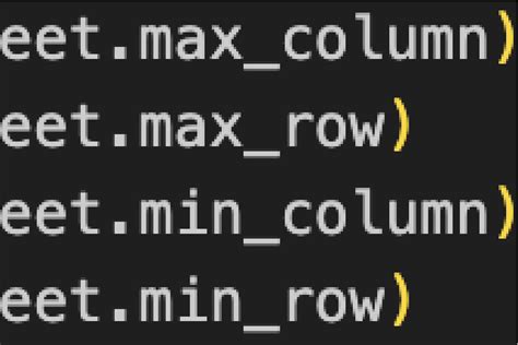Mincolumn、maxcolumn、minrow、maxrow Ki Hi