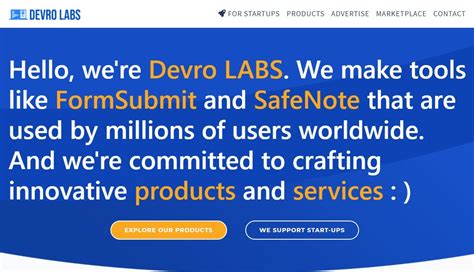 Were Devro Labs We Make Tools Like Formsubmit And Safenote That Are
