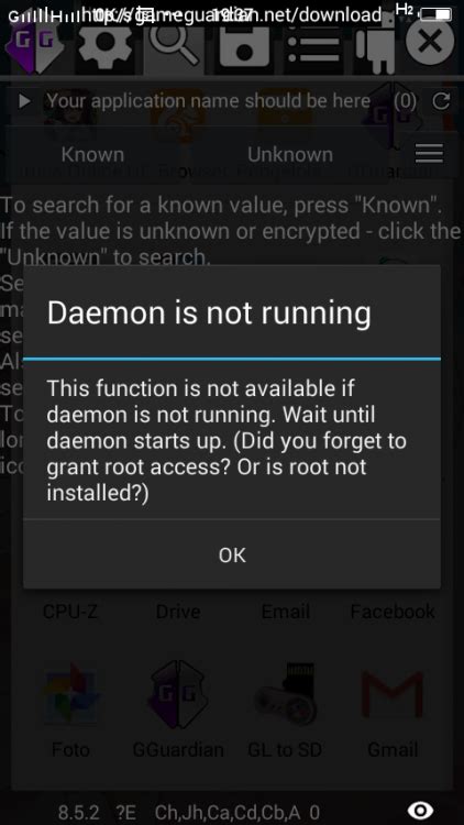 daemon not running please help my android is root non gameguardian