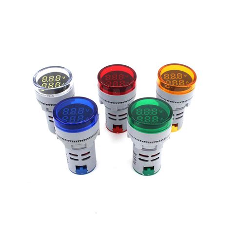 22mm Ac 디지털 Led 디스플레이 전압계 전류계 볼트 전압 전류 전류계 경고 표시기 신호등 테스터 60 500v 전문 빛