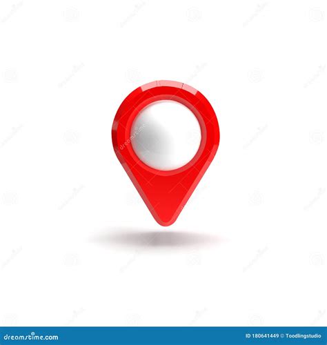 Red GPS Pointer Red Map Pointer Isolated On White Background Three Dimensional Rendering