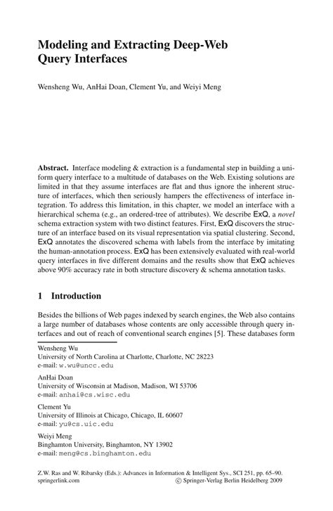 Pdf Modeling And Extracting Deep Web Query Interfaces
