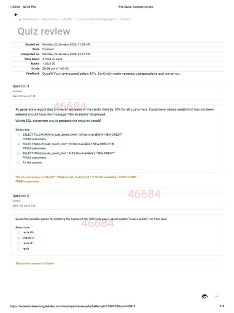 Pre Quiz Attempt Review Function Pdf Information Retrieval