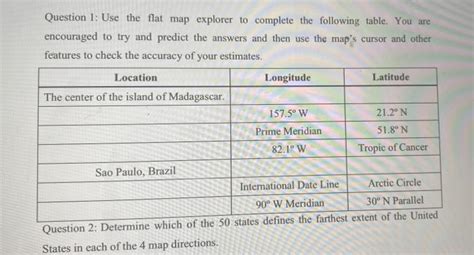 Solved Question 1 Use The Flat Map Explorer To Complete The