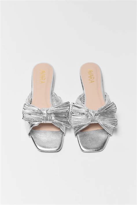 Womens Silver Metallic Slip On Sandals Avara Avara