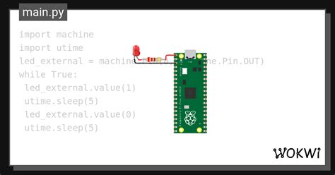 Rpipico External Led Blink Wokwi Esp32 Stm32 Arduino Simulator