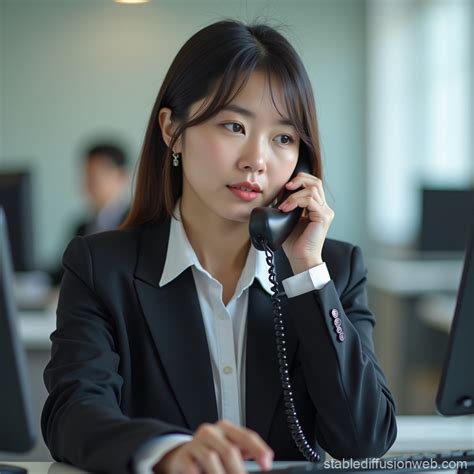 Japanese Office Lady Answering Phone Stable Diffusion Online