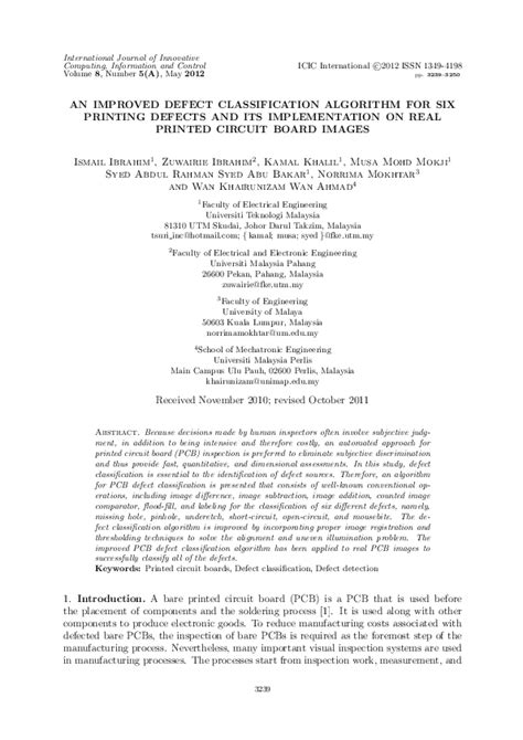 Pdf An Improved Defect Classification Algorithm For Six Printing