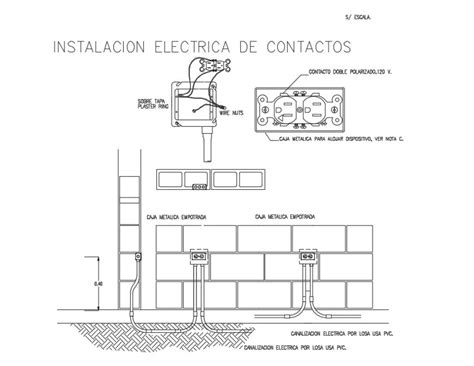 Installation Of Electrical Outlets In A Wall Cad Drawing Details Dwg