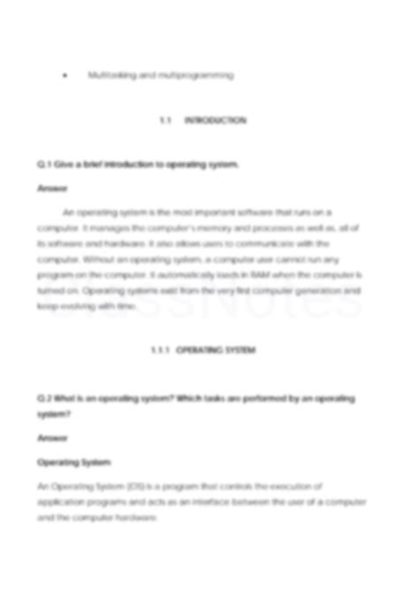 Solution Computer Science Operating System Notes Studypool
