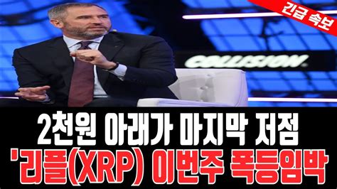 리플 전망 2천원 아래가 마지막 저점 이번주 폭등 임박 리플 리플코인 리플전망 리플코인전망 리플분석 리플목표가 리플차트 Youtube
