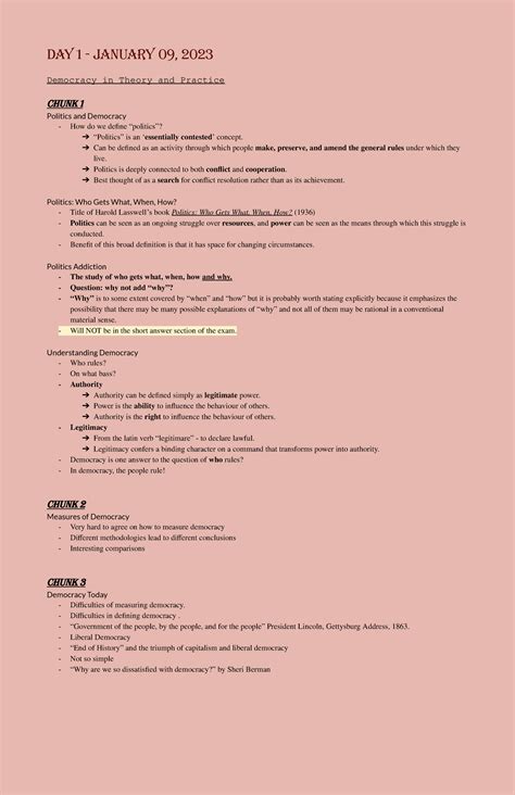 PSCI 1100 January 2023 Day 1 January 09 2023 Democracy In Theory And Practice Chunk 1