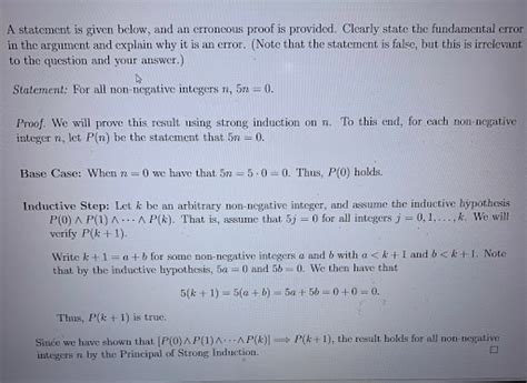 solved a statement is given below and an erroneous proof is