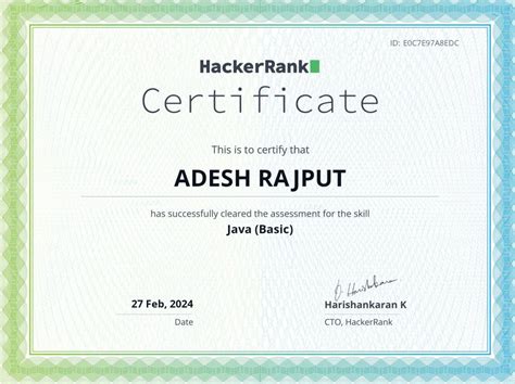 Adesh Rajput On Linkedin Hackerrank Certification Neverstoplearning