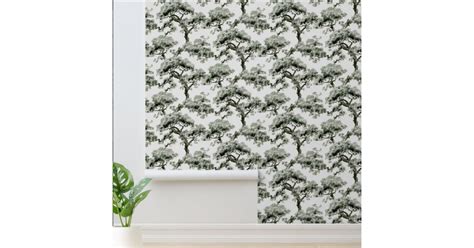 Vintage Oriental Japanese Bonsai Tree Pattern Wallpaper Zazzle