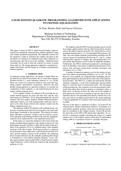 Pdf A Semiinfinite Quadratic Programming Algorithm With Applications