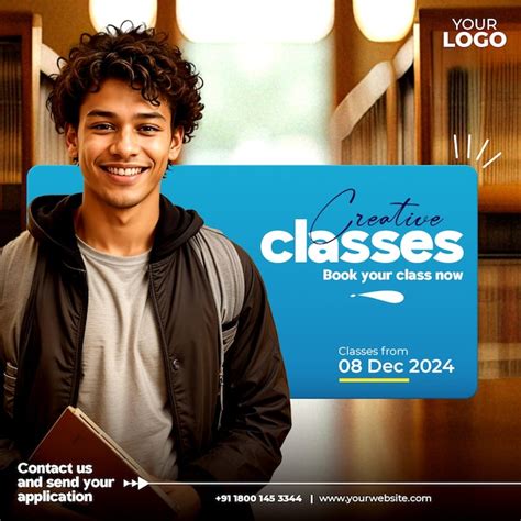 Online Class Creative Advertisement Template Design Premium Ai Generated Psd