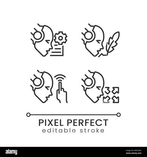 Artificial Intelligence Capabilities Pixel Perfect Linear Icons Set Stock Vector Image Art Alamy