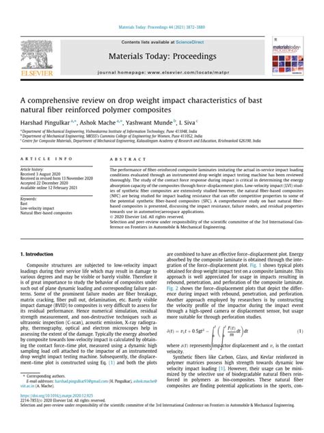 A Comprehensive Review On Drop Weight Impact Characteristics Of Bast Pdf