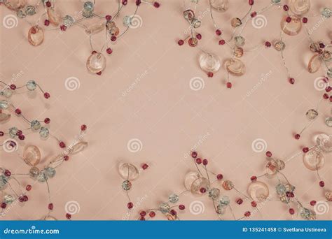 Sparkling Colorful Strass Decoration On Pastel Colored Background Top