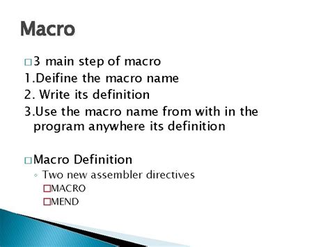 macro processor macro definition and call macro expansion