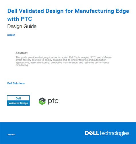 Dell Validated Design For Manufacturing Edge With Ptc Design Guide Dell Technologies Info Hub
