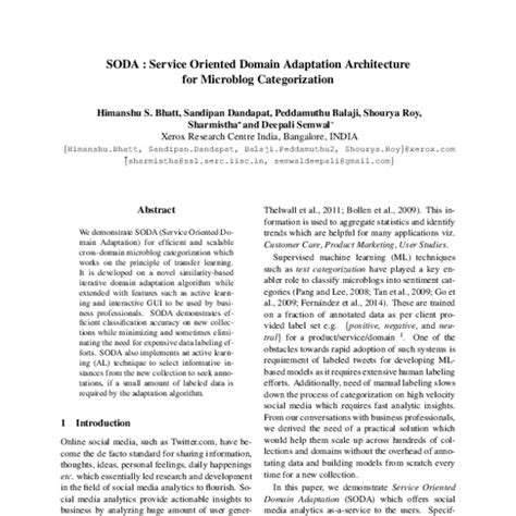 Sodaservice Oriented Domain Adaptation Architecture For Microblog Categorization Acl Anthology