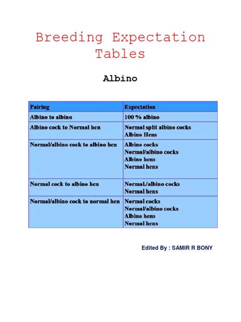 Eeding Expectation Tables Doc Version 1 Pdf Blue Aviculture