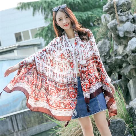 6 Pcs 좋은 술 펜던트 Shawls 봄 여름 패션 레이디 롱 비치 스카프 랩 대형 레드 스카프 블랙 목도리 도매womens Scarves Aliexpress