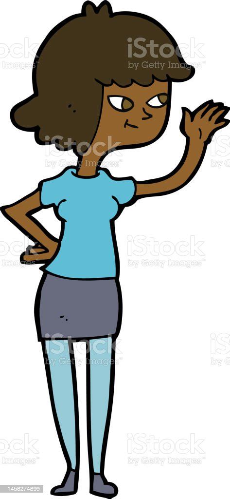 말풍선이 있고 손 흔드는 친근하다 여자아이 낙서 드로잉에 대한 스톡 벡터 아트 및 기타 이미지 낙서 드로잉 등장인물 만화 Istock