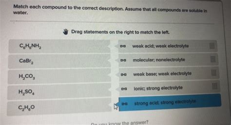 Solved Match Each Compound To The Correct Description