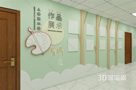 学校走廊 校园文化长廊 学校走廊 长廊 文化墙3d模型 花瓣网