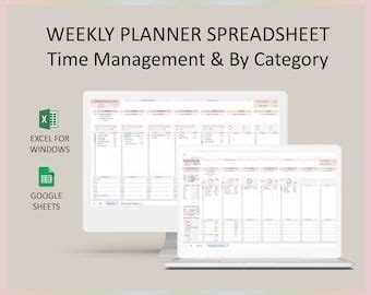 Weekly Schedule Excel Template Weekly Planner Daily Schedule Weekly Planner Weekly Schedule