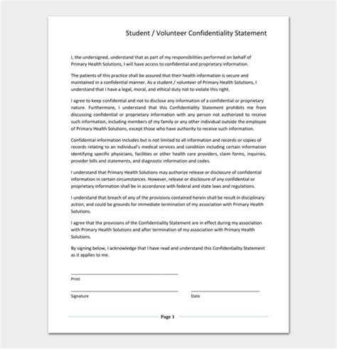 20 Confidentiality Statement Examples Docformats