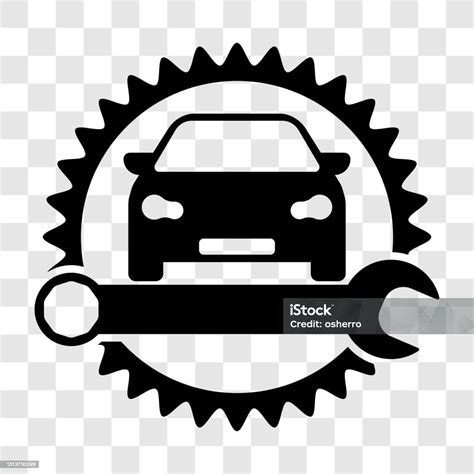 자동차 수리 차고 아이콘 격리된 벡터입니다 투명 한 배경에 자동차 렌치와 톱니 바퀴 표지판 기계공에 대한 스톡 벡터 아트 및 기타 이미지 Istock
