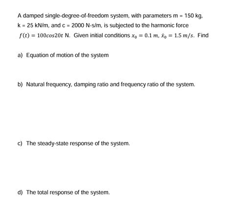 solved a damped single degree of freedom system with