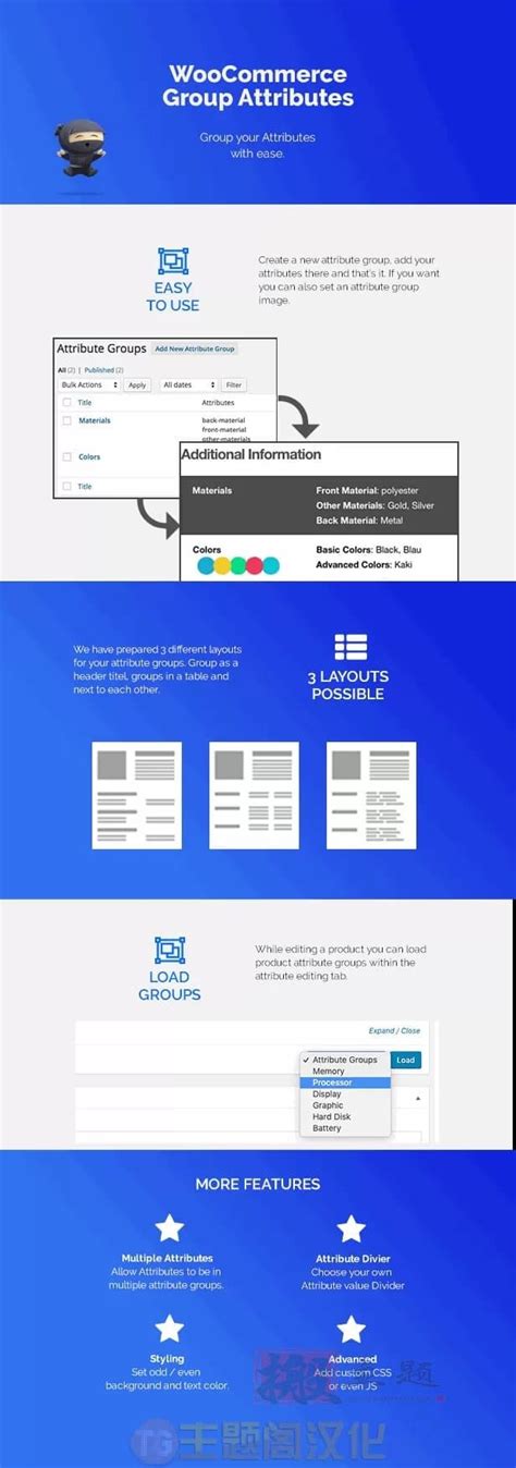 Woocommerce Group Attributes汉化中文版woocommerce产品属性分组插件介绍 搬主题