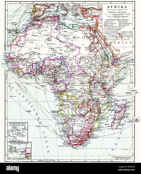 Map Of The African Continent With Colonial Possessions Borders And Sea