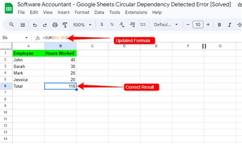 Google Sheets Circular Dependency Detected Error Solved