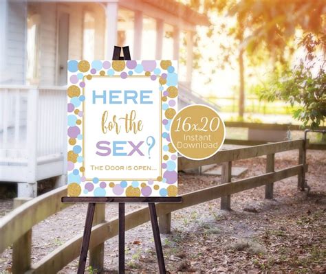 Here For The Sex Gender Reveal Welcome Sign Baby Shower Etsy